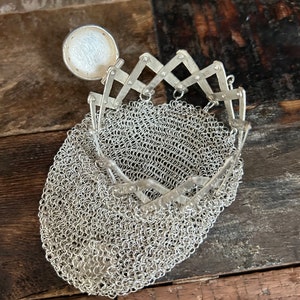 Antique Silver Gate Top Mesh/chainmail Beggars Tiny Bag/purse ...