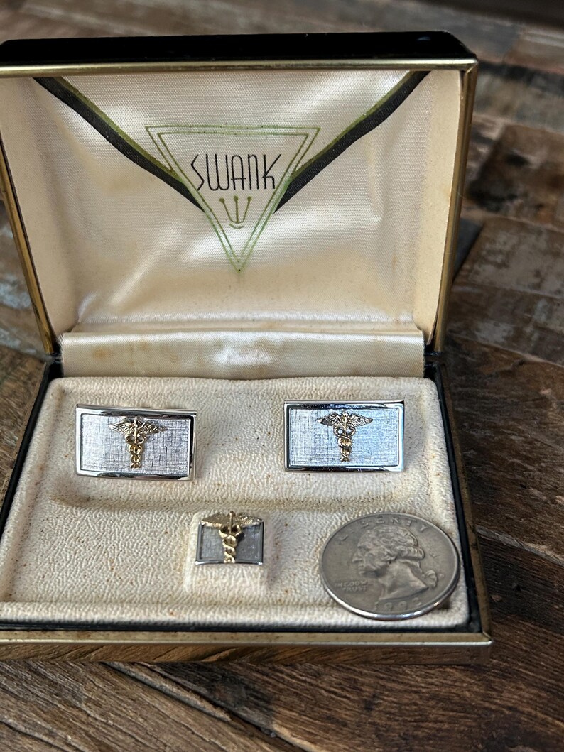 Swank 1960’s Silver Tone Caduceus Cufflinks, Vintage Medical Themed ...