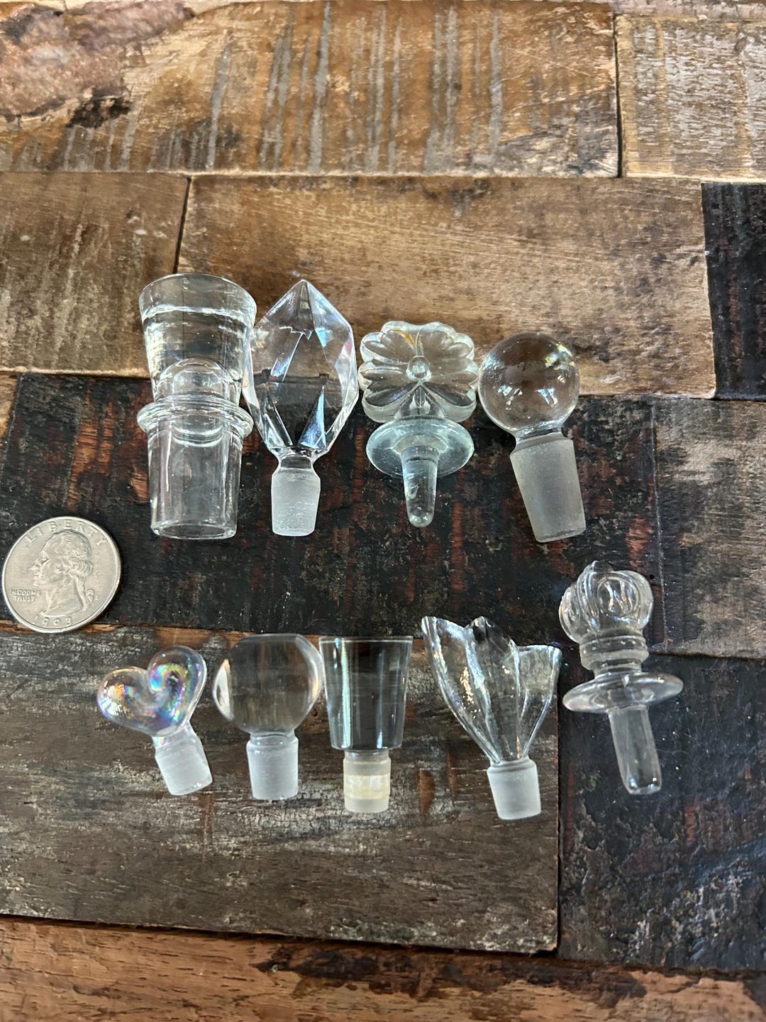 Vintage Lot of 9 Decorative Glass Bottle Tops, Liquor Decanter, Perfume ...