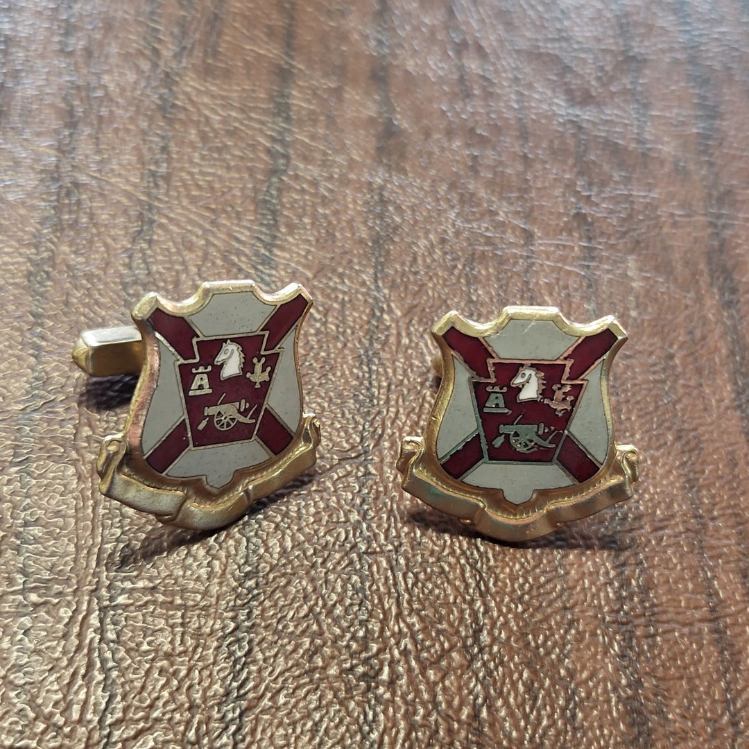Attractive Swank Enameled Crest Cufflinks, Military/artillery Cufflinks ...