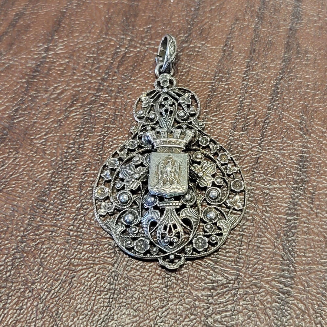 Vintage French Filigree Coat of Arms Pendant, Nice Cost of Arms on ...