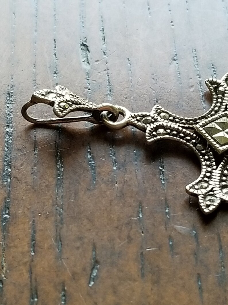 Sterling Silver and Marcasite Cross Pendant Beautiful Cross - Etsy