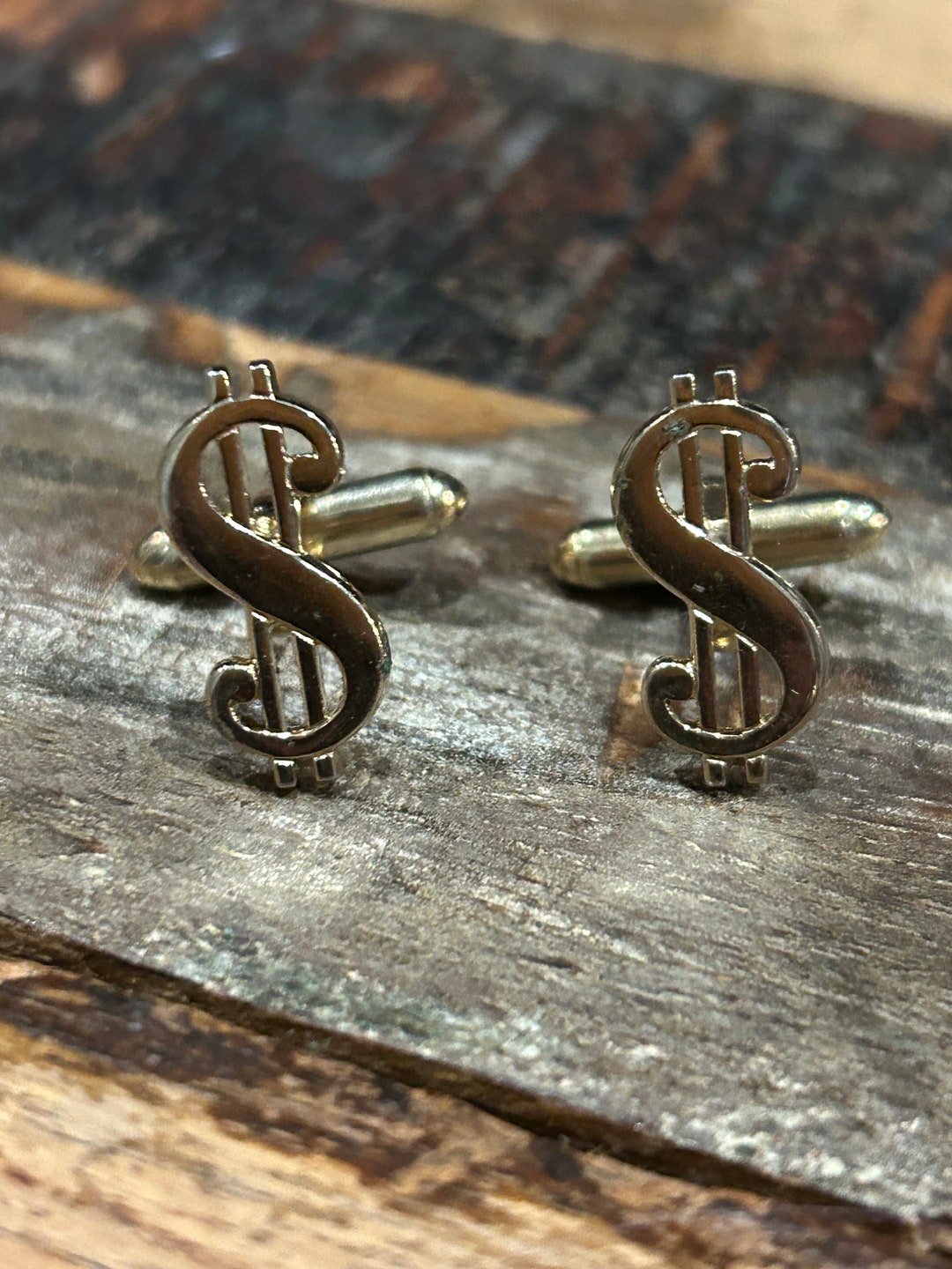 Swank Pair of Gold Tone Dollar Sign Vintage Cufflinks - Etsy