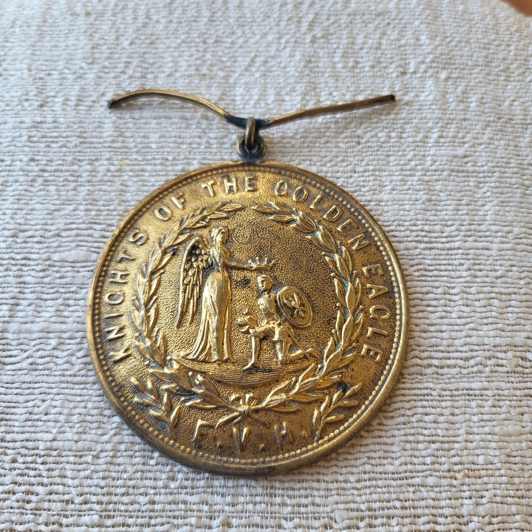 Antique Knights of the Golden Eagle Medallion, Brass or Brass-toned ...