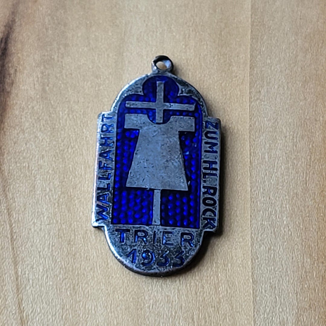 Rare, Vintage Holy Tunic of Trier Medal, Silver-plated Metal and ...