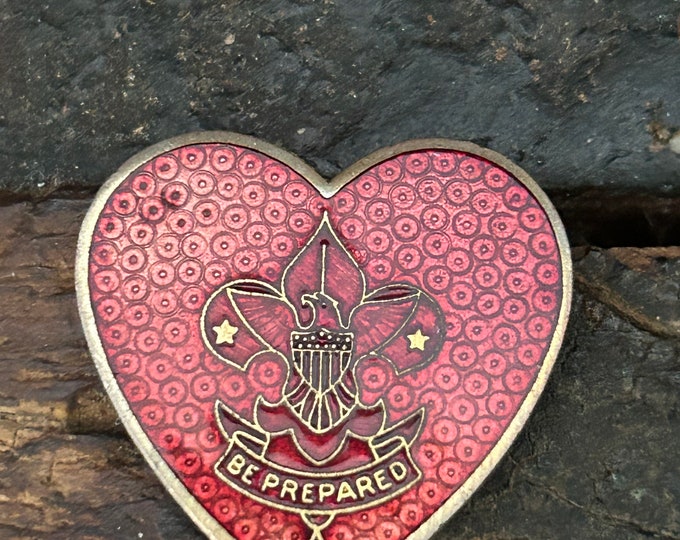 Sterling and Red Enamel ‘be Prepared’ Boy Scouts of America BSA Heart ...