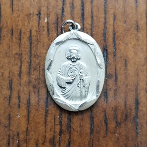 Vintage Sterling Religious Medal/pendant, Beautiful St. Jude Medal W ...