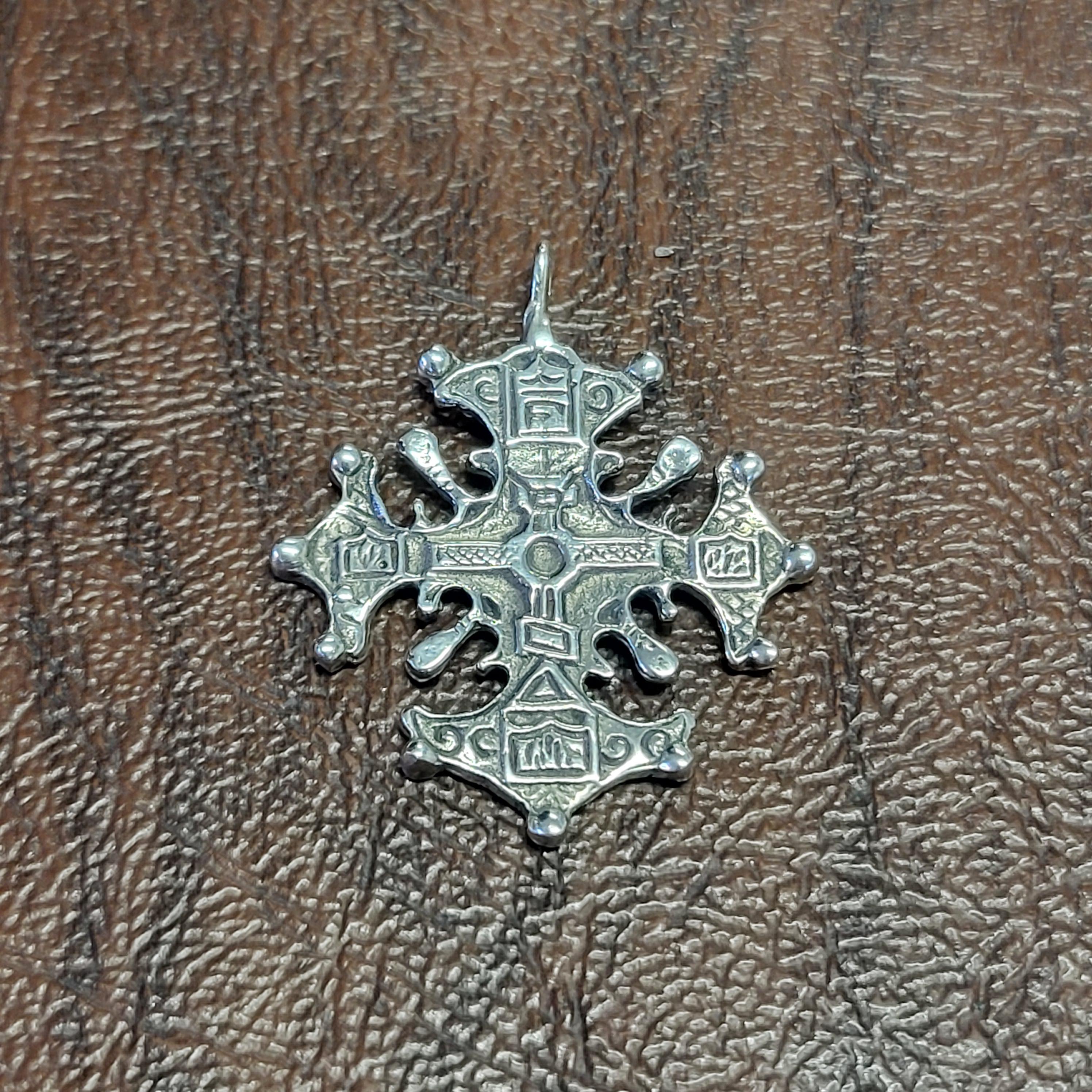 Vintage Sterling Silver Byzantine Cross Pendant, Coptic Style Cross ...