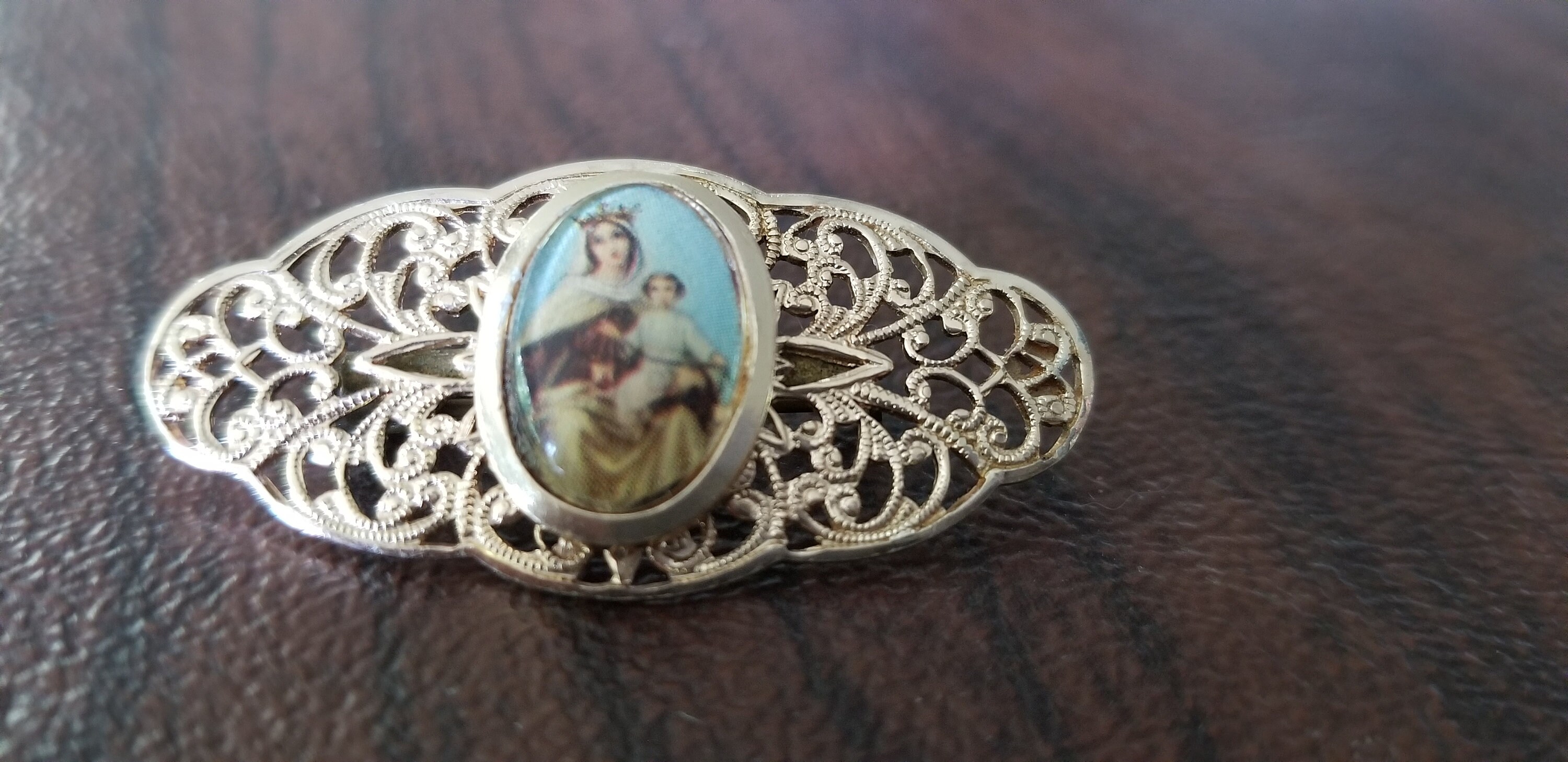 Vintage Religious Brooch Made in Western Germany Our Lady of | Etsy