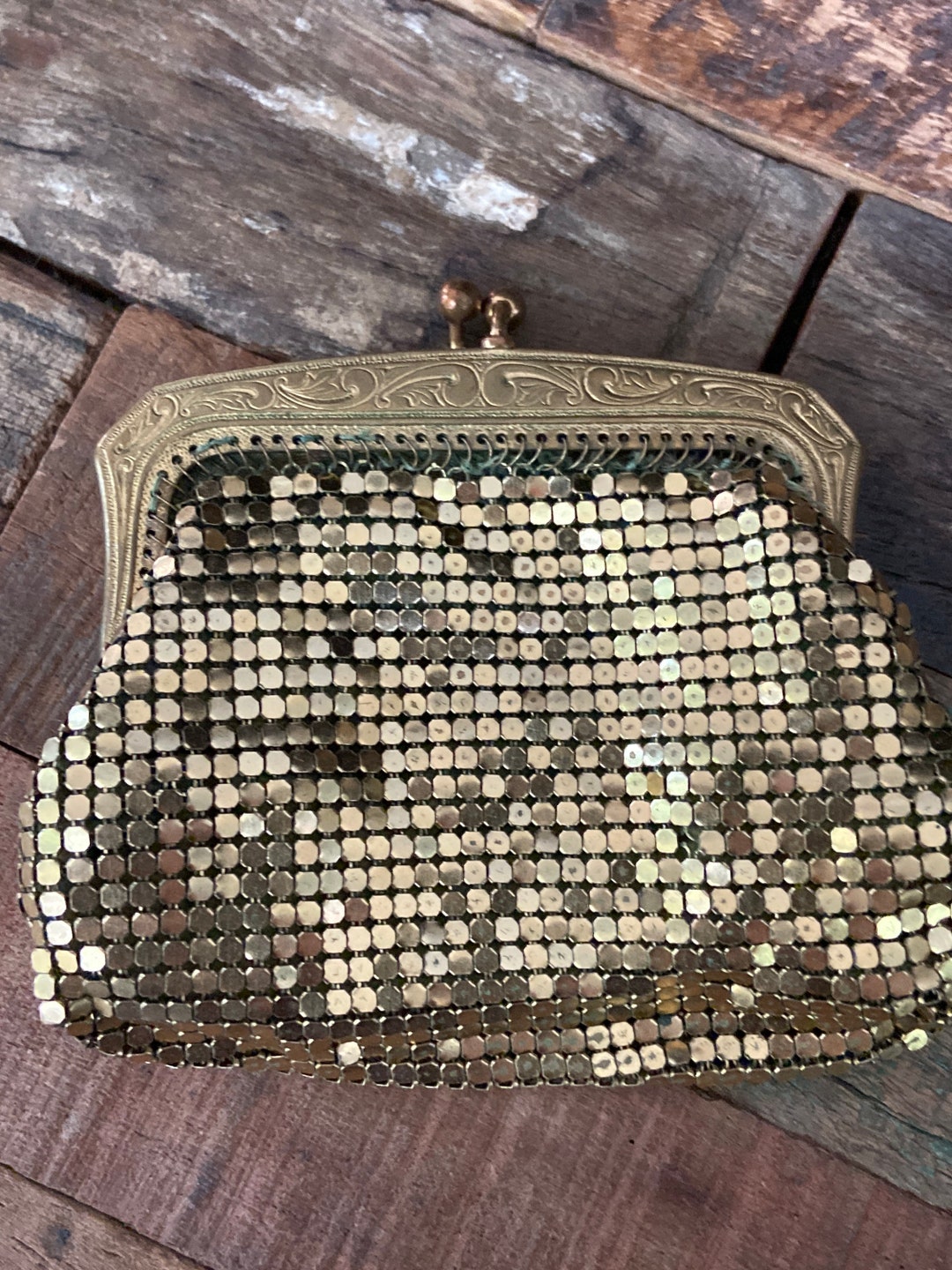 Vintage Gold Tone Mesh Change Purse With Kiss Clasp - Etsy