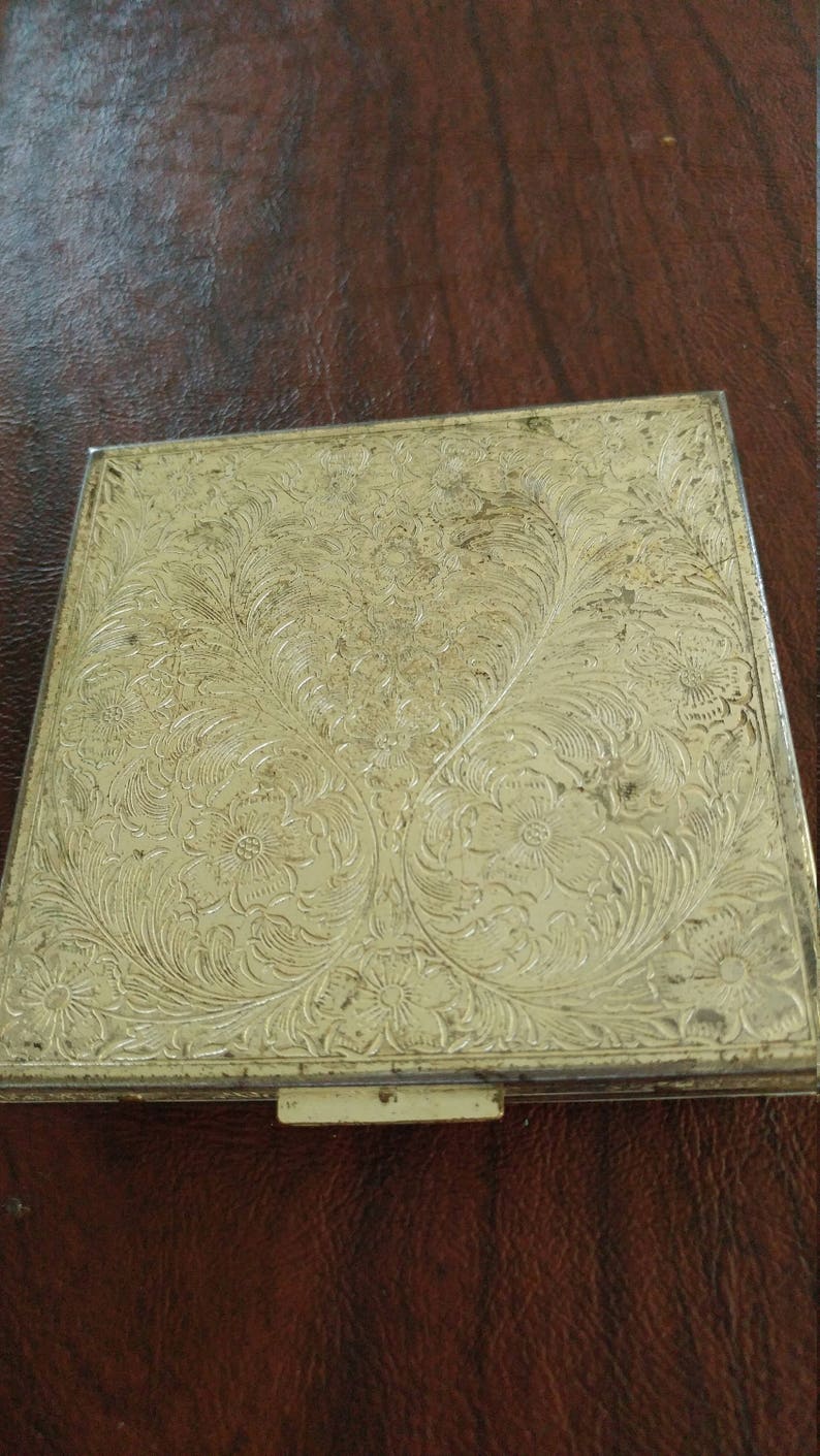 Vintage Rex Fifth Avenue Powder Compact, Silver-tone With Etched Design ...