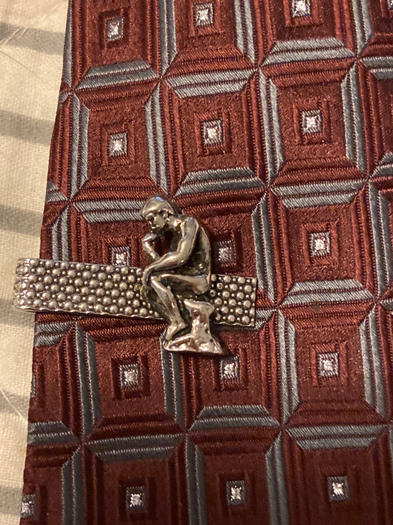 Vintage Silver Tone Tie Bar With the Thinker Image by - Etsy