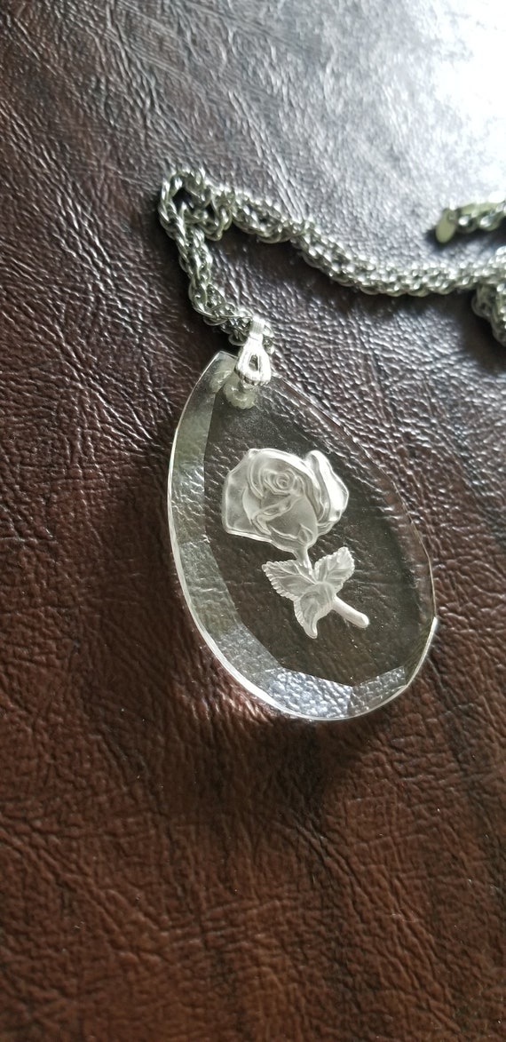 Vintage Hallmark Cards Intaglio Rose Cameo Necklace, … - Gem