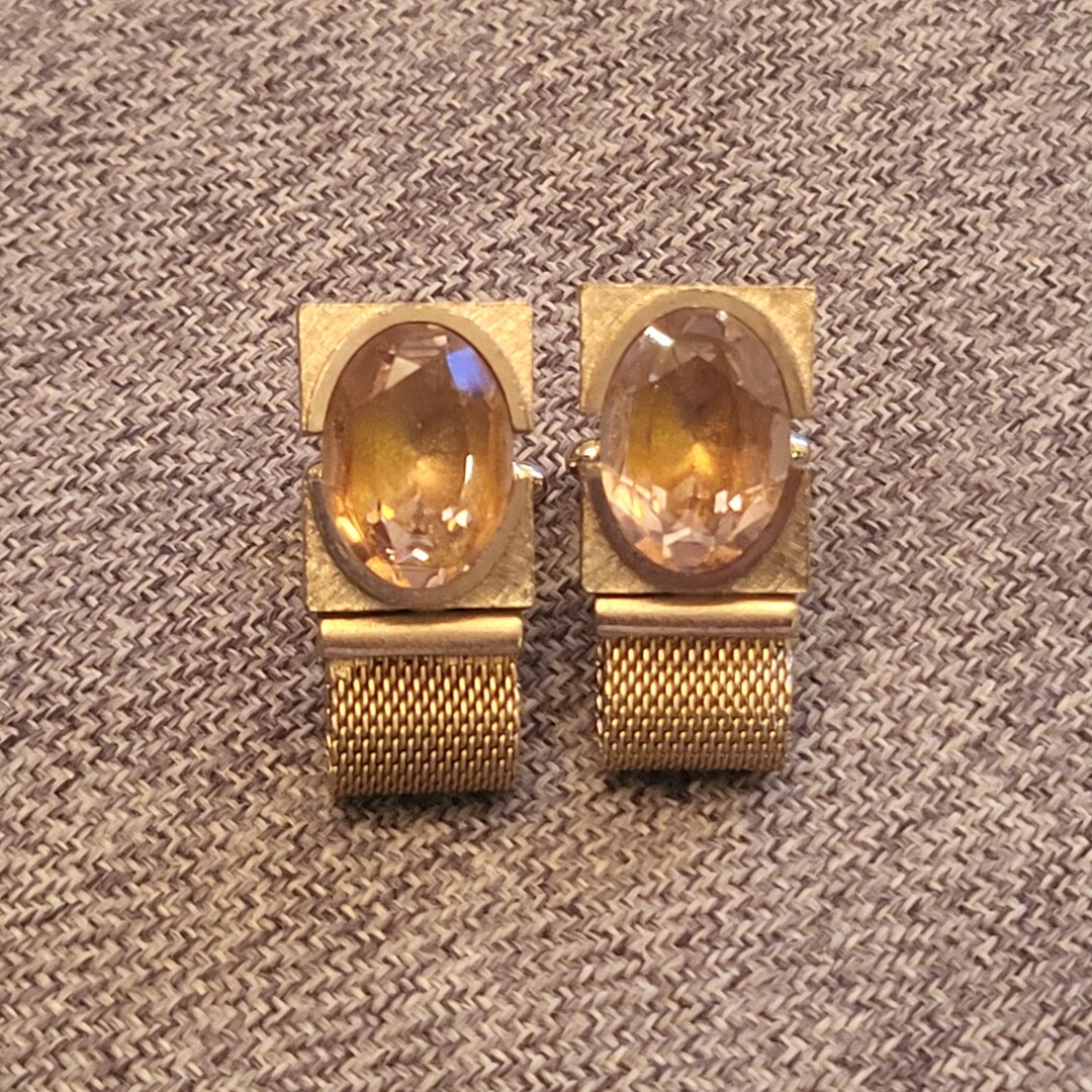 Vintage Dante Wraparound Rivoli Crystal Cufflinks, Gold-toned Metal ...