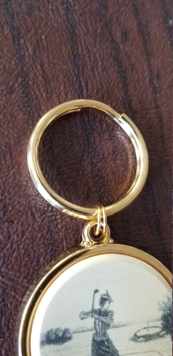 Vintage Barlow Designs Faux Scrimshaw Keyring, Resin … - Gem