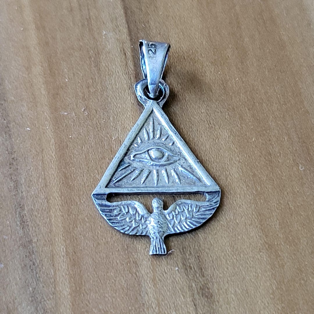 Vintage Taxco Sterling Silver Eye of Providence and Peace Dove Pendant ...