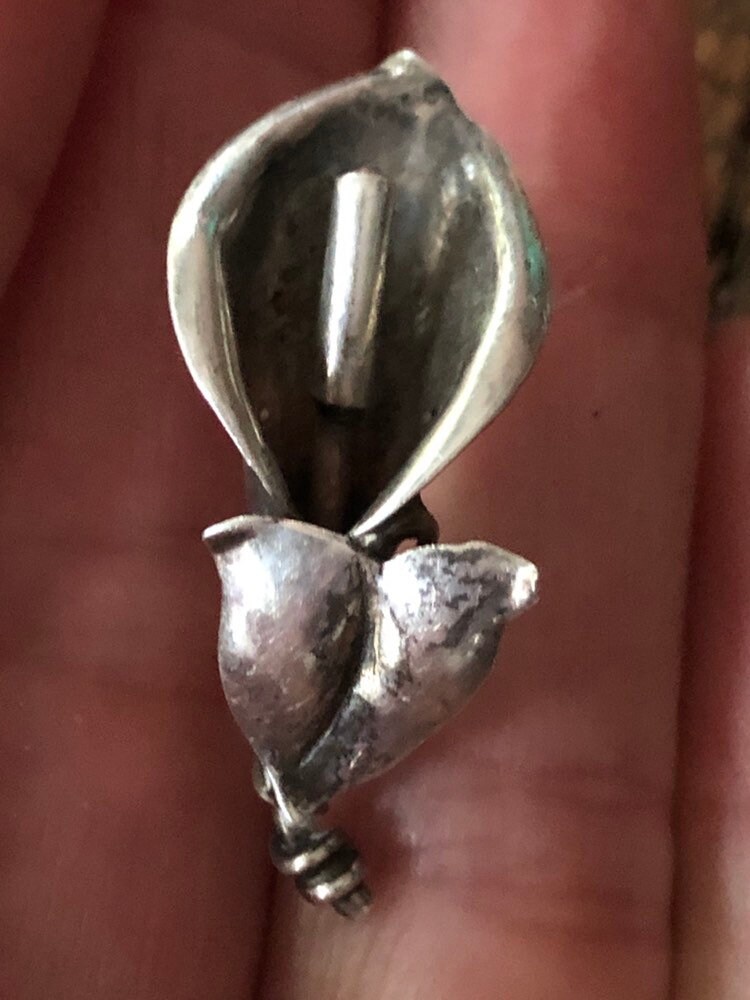 Beautiful Vintage Mexico Silver Calla Lily Scew Back Earrings - Etsy