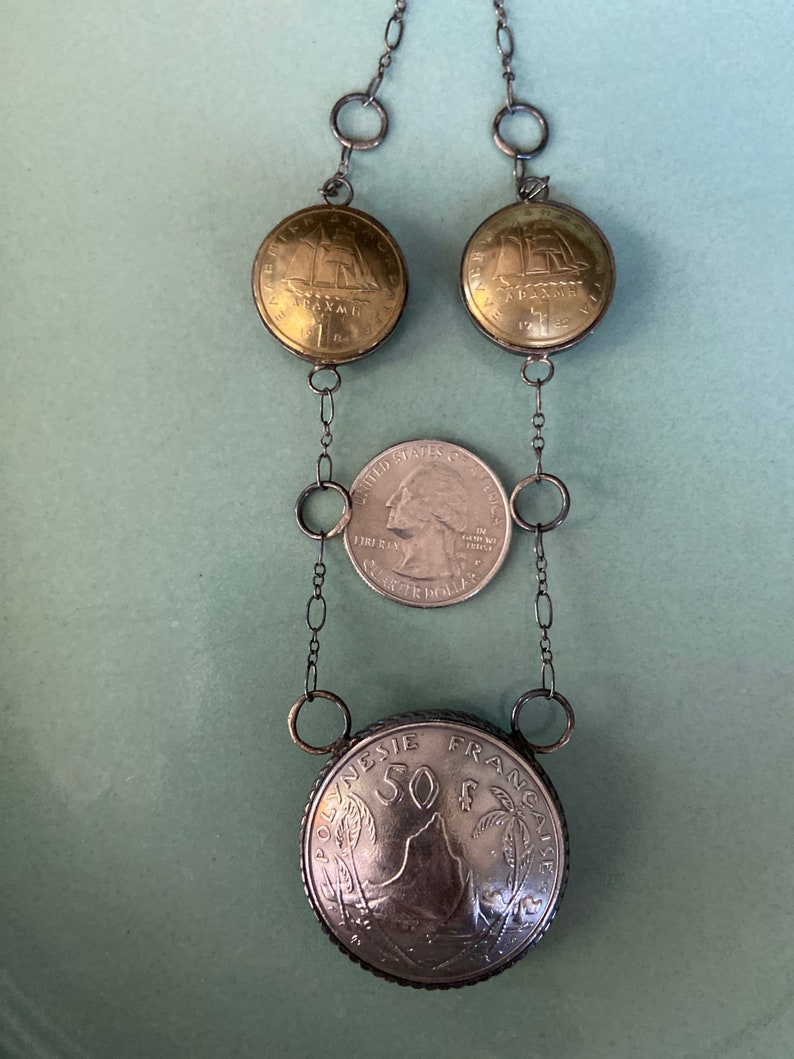 Unique Eaahnikh Ahmokpatia Greek Coin and Polynesie Francaise - Etsy