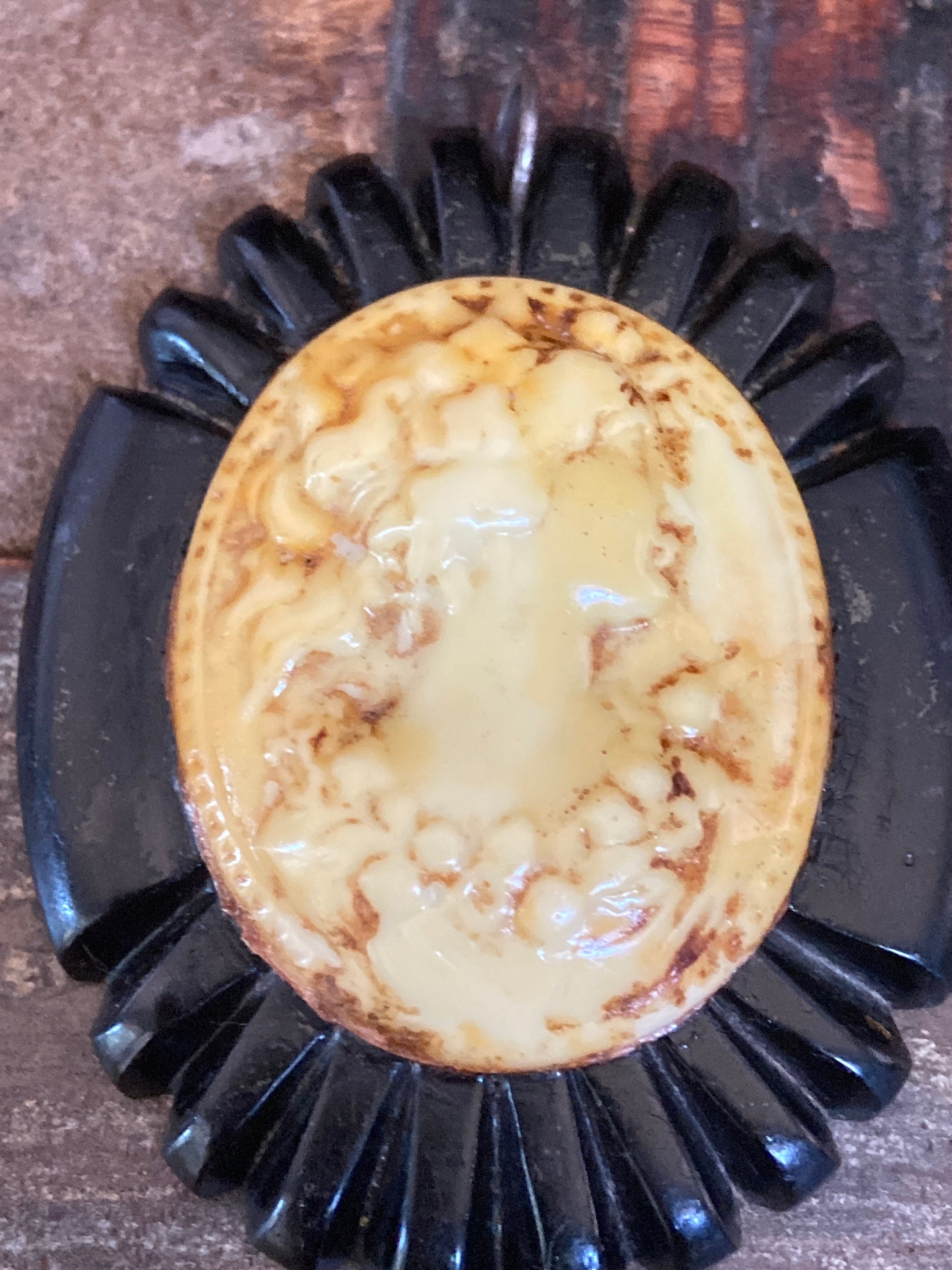 Large Vintage Edwardian Style Carved Whitby Jet Cameo | Etsy