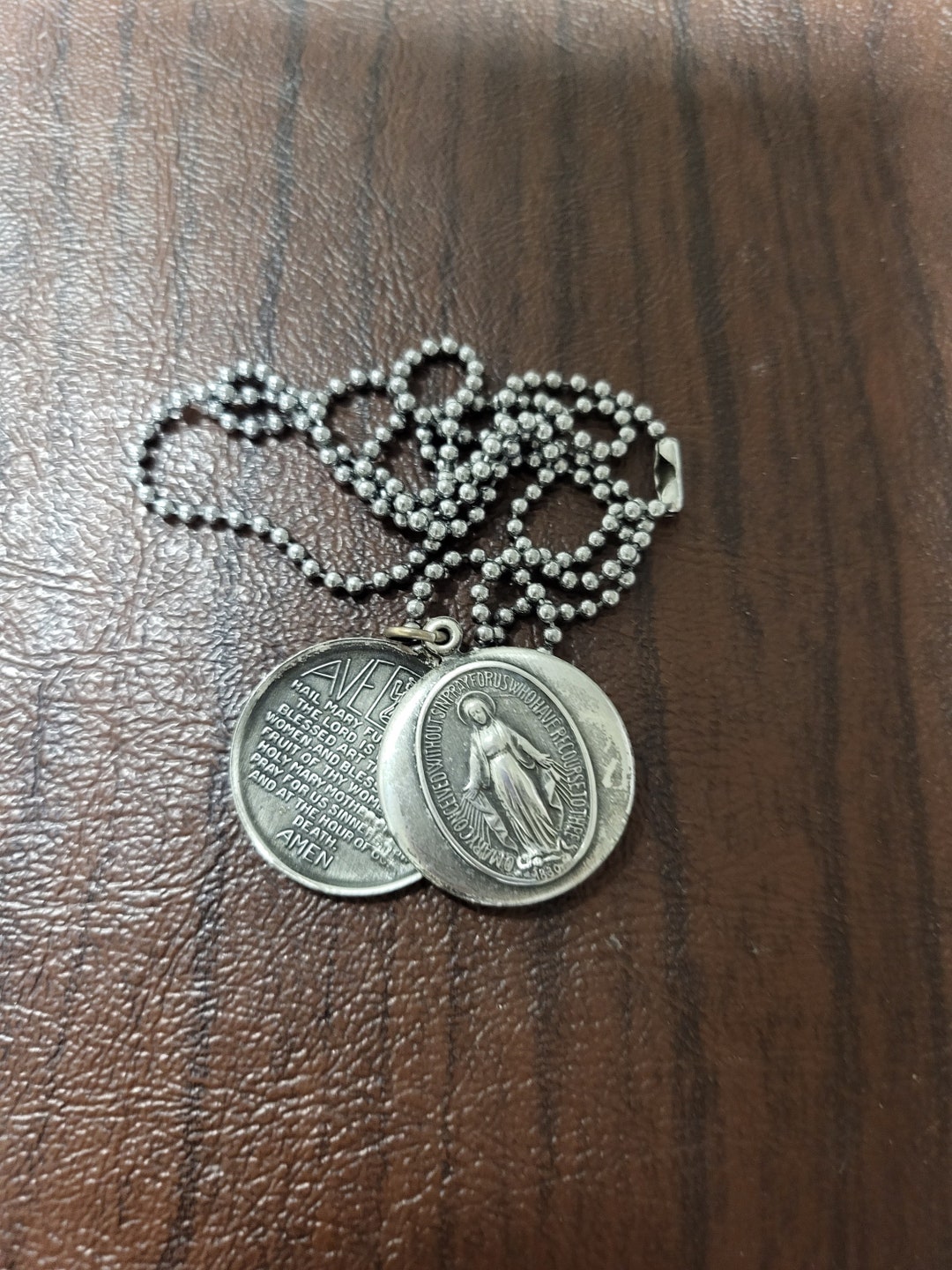 Miraculous Medal Slide Pendant, Vintage Modern Slide Medal With Hail ...