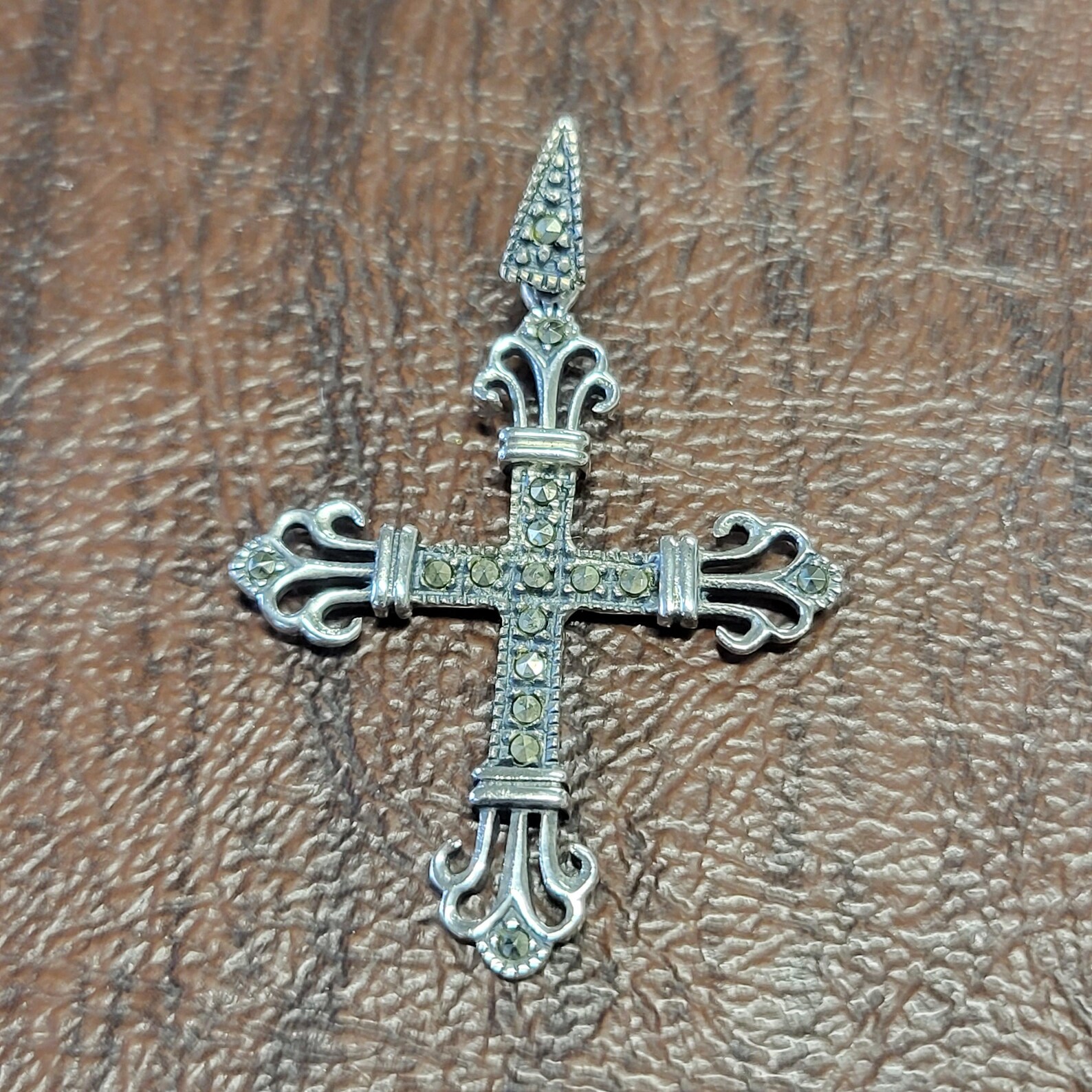 Vintage Sterling Silver and Marcasite Cross, Beautiful, Ornate Cross ...