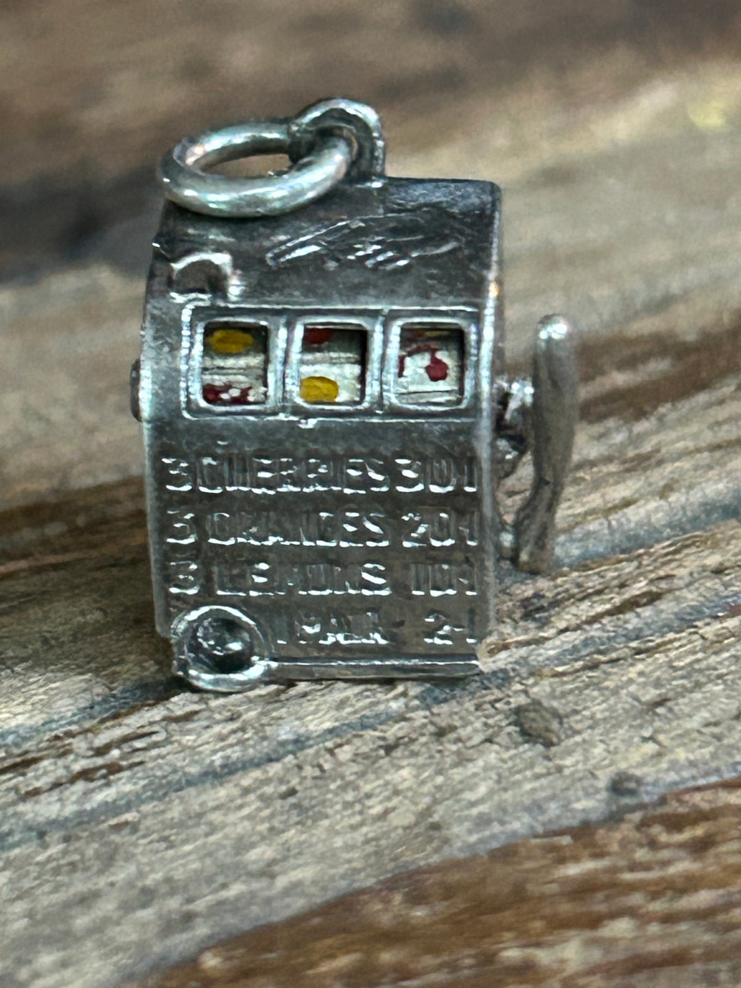 Sterling Vintage Mechanical Vegas Slot Machine Charm, Moveable Arm ...