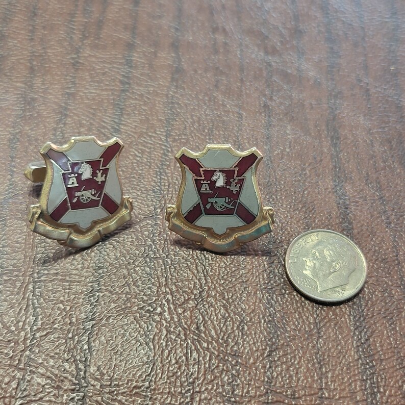 Attractive Swank Enameled Crest Cufflinks, Military/artillery Cufflinks ...