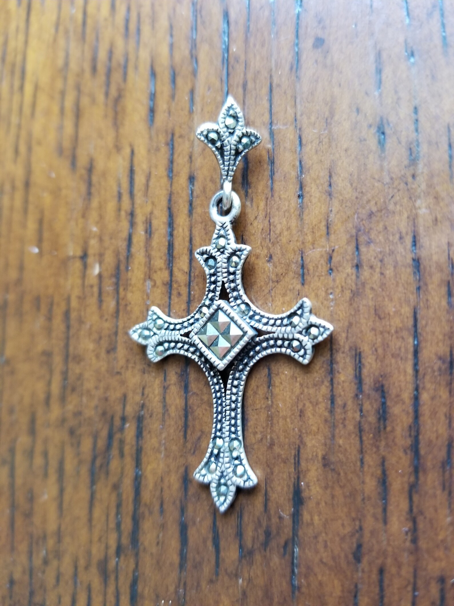Sterling Silver and Marcasite Cross Pendant Beautiful Cross - Etsy