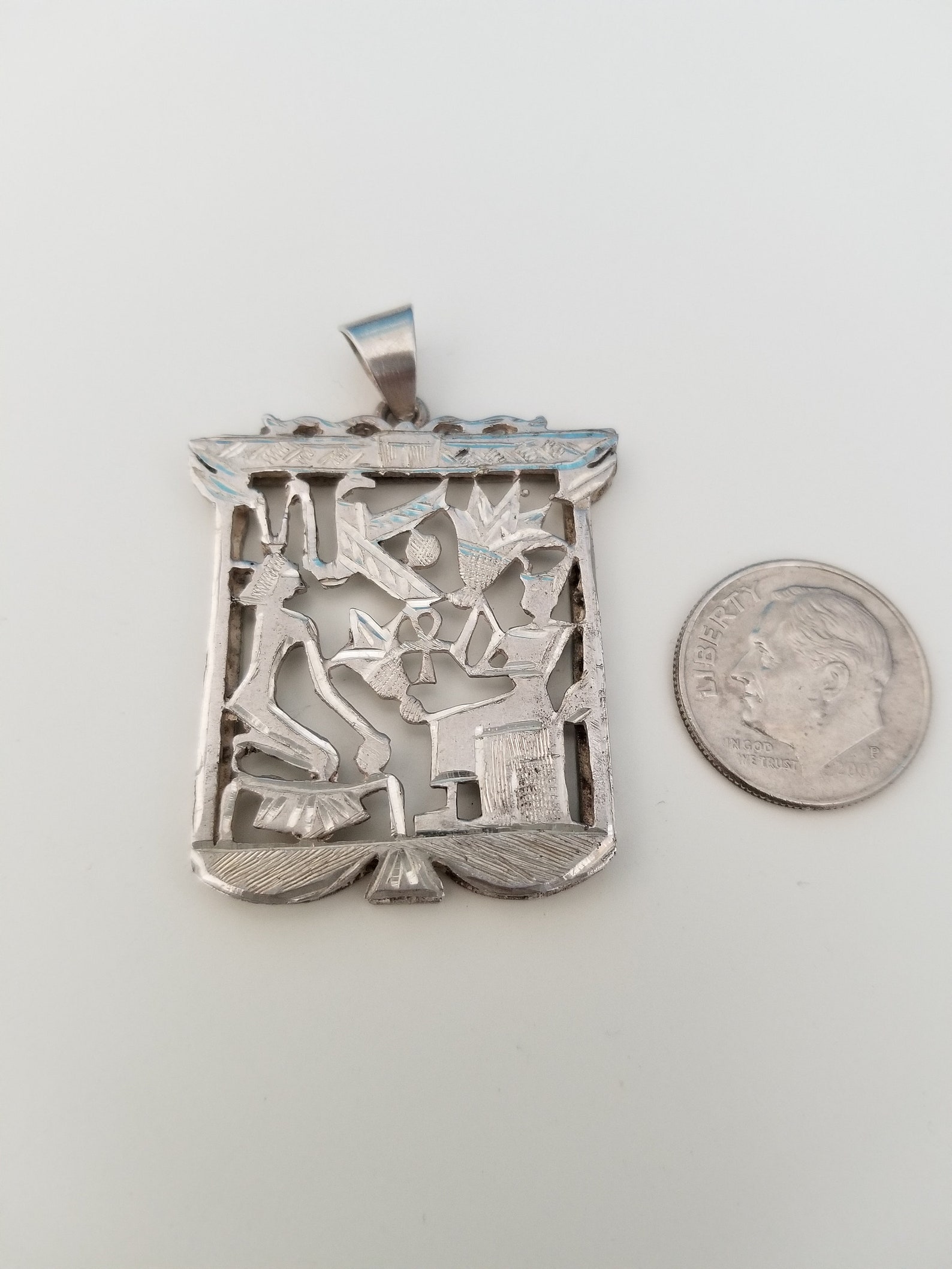 Vintage 900 Silver Egyptian Storyteller Pendant, Egyptian Assay Marks ...