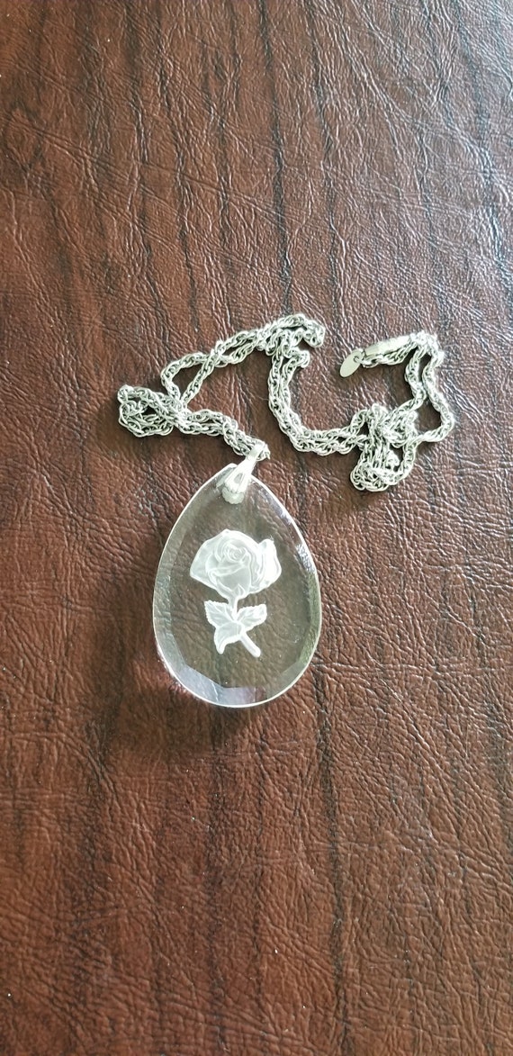 Vintage Hallmark Cards Intaglio Rose Cameo Necklace, … - Gem