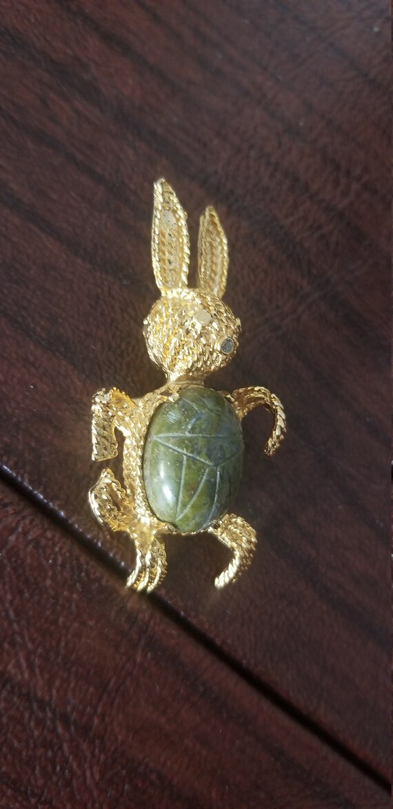 Vintage Egyptian Scarab Bunny Brooch, Unusual Rabbit … - Gem