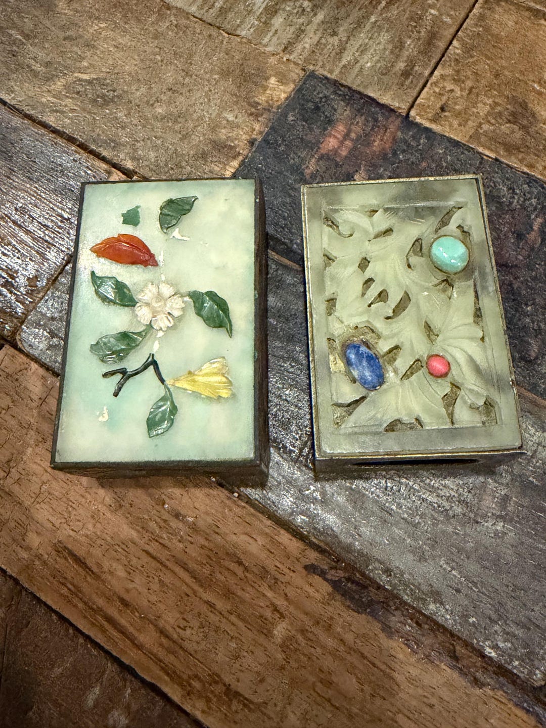 Vintage Lot of 2 Brass and Jade? Matchbox Covers/holders, as Is - Etsy