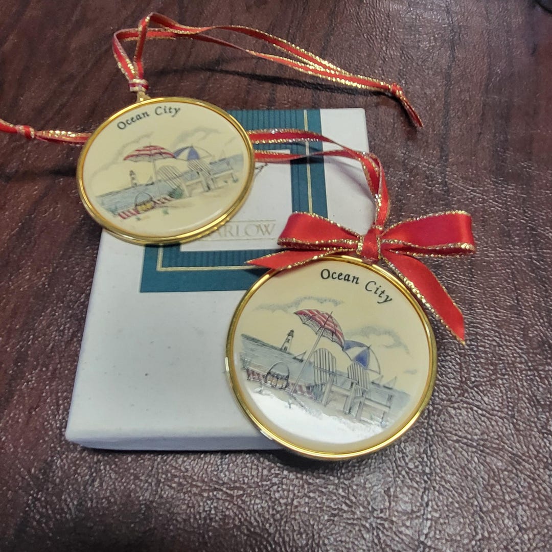 Vintage Barlow Designs Faux Scrimshaw Ornaments, 2 Ocean City, MD ...