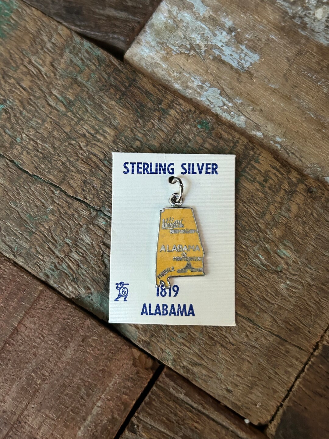 Sterling Silver and Yellow Enamel Alabama Charm for Bracelet ...