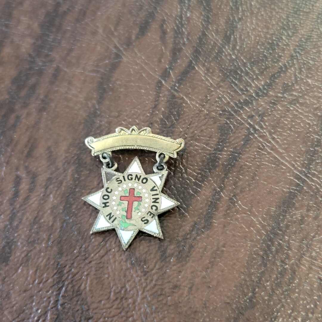 Vintage Masonic Pin, Gold Filled? and Enameled Pin, "in Hoc Signo ...