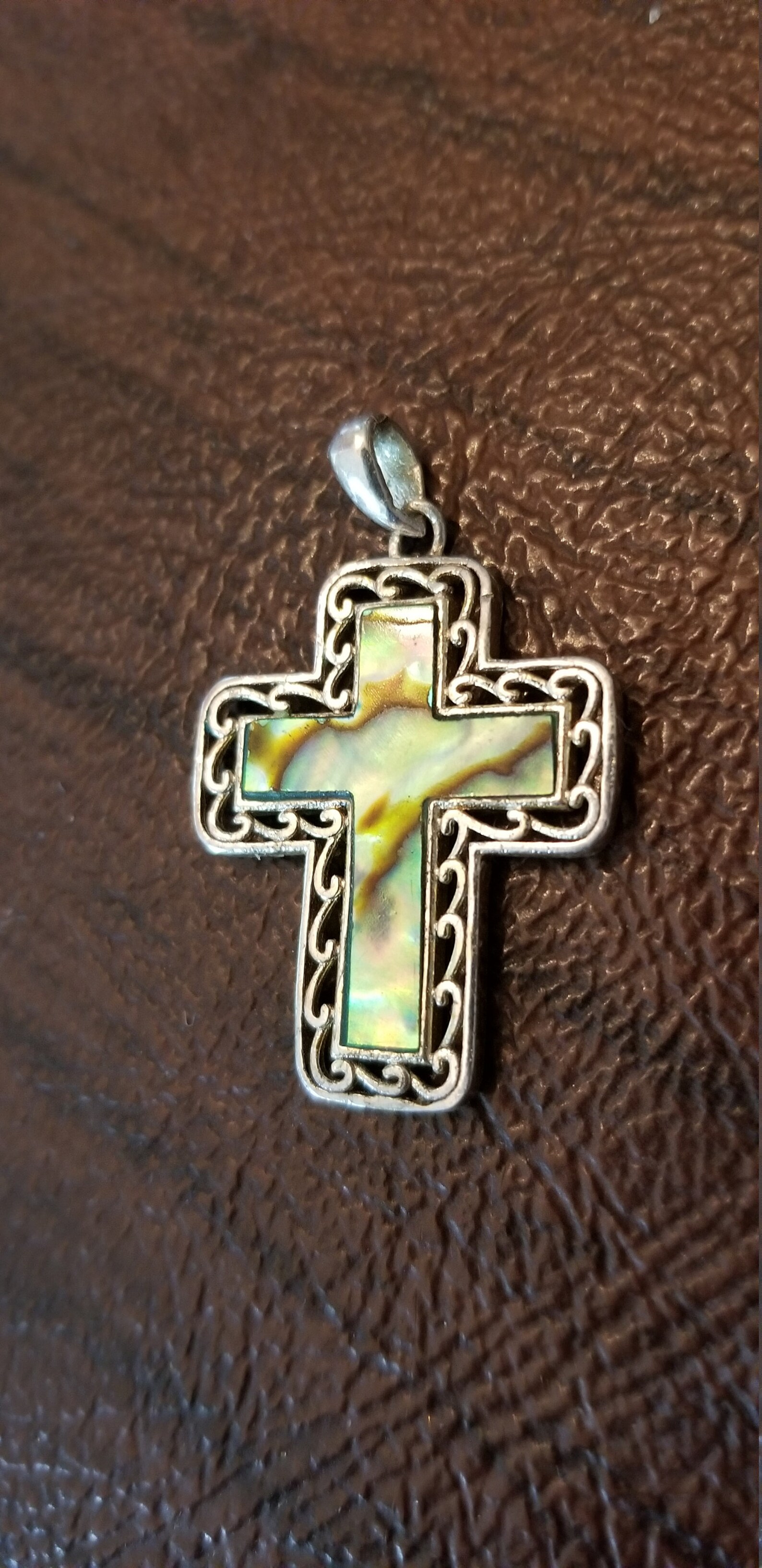 Vintage Thai Sterling Silver and Abalone Shell Cross Pendant, Filigree ...