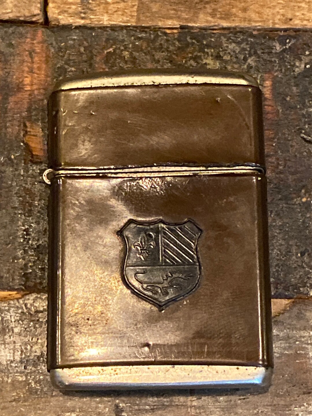 Vintage Champ Cigarette Lighter, Faux Leather Wrap With Fleur De Lis ...