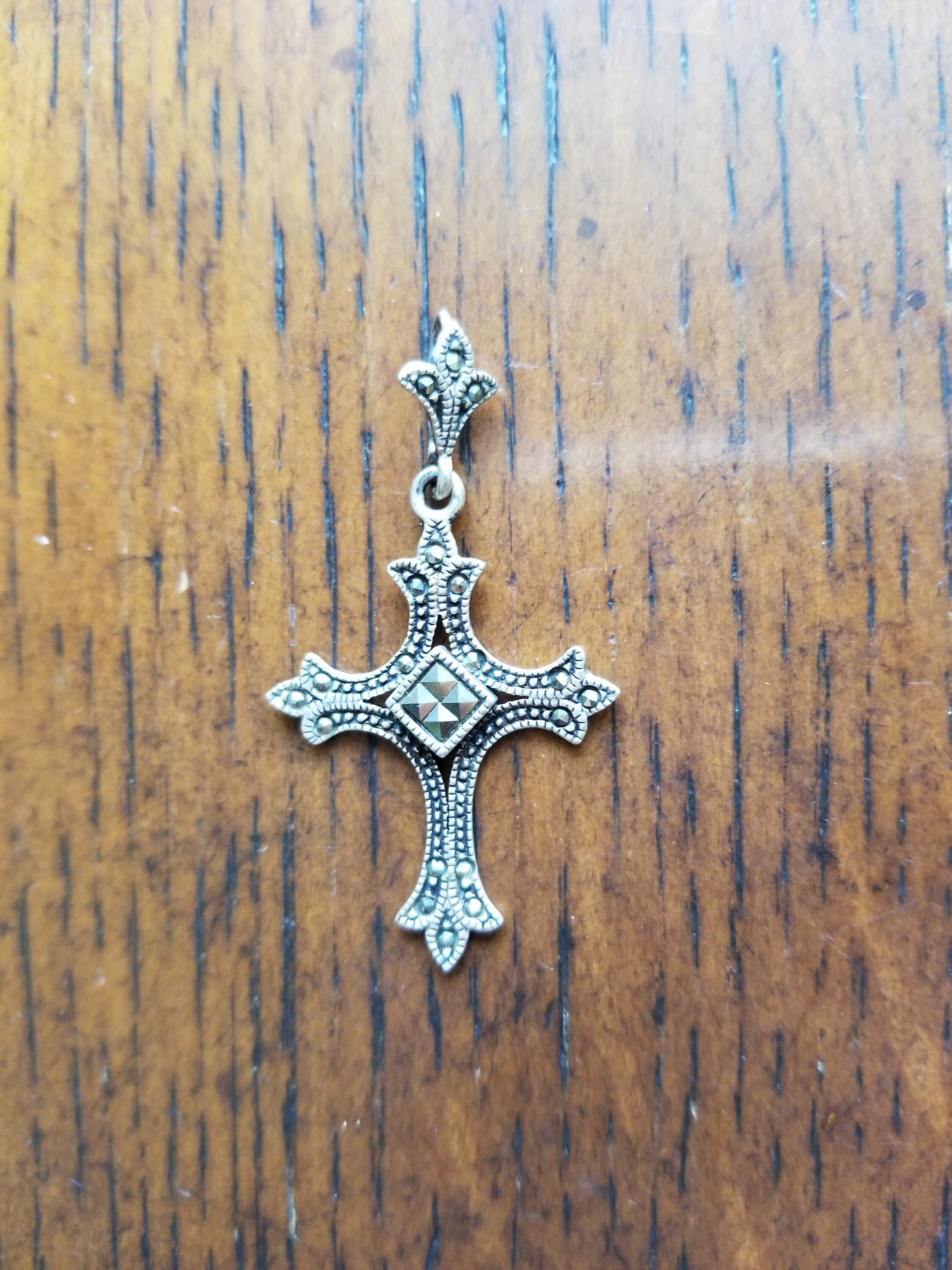 Sterling Silver and Marcasite Cross Pendant Beautiful Cross - Etsy
