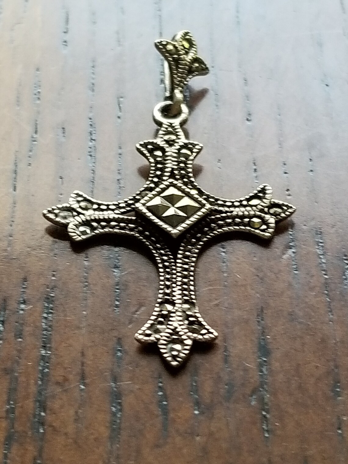 Sterling Silver and Marcasite Cross Pendant Beautiful Cross - Etsy