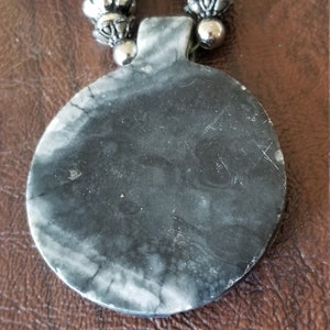 Soapstone Pendant and Beaded Necklace, Hand Beaded Necklace With Green ...