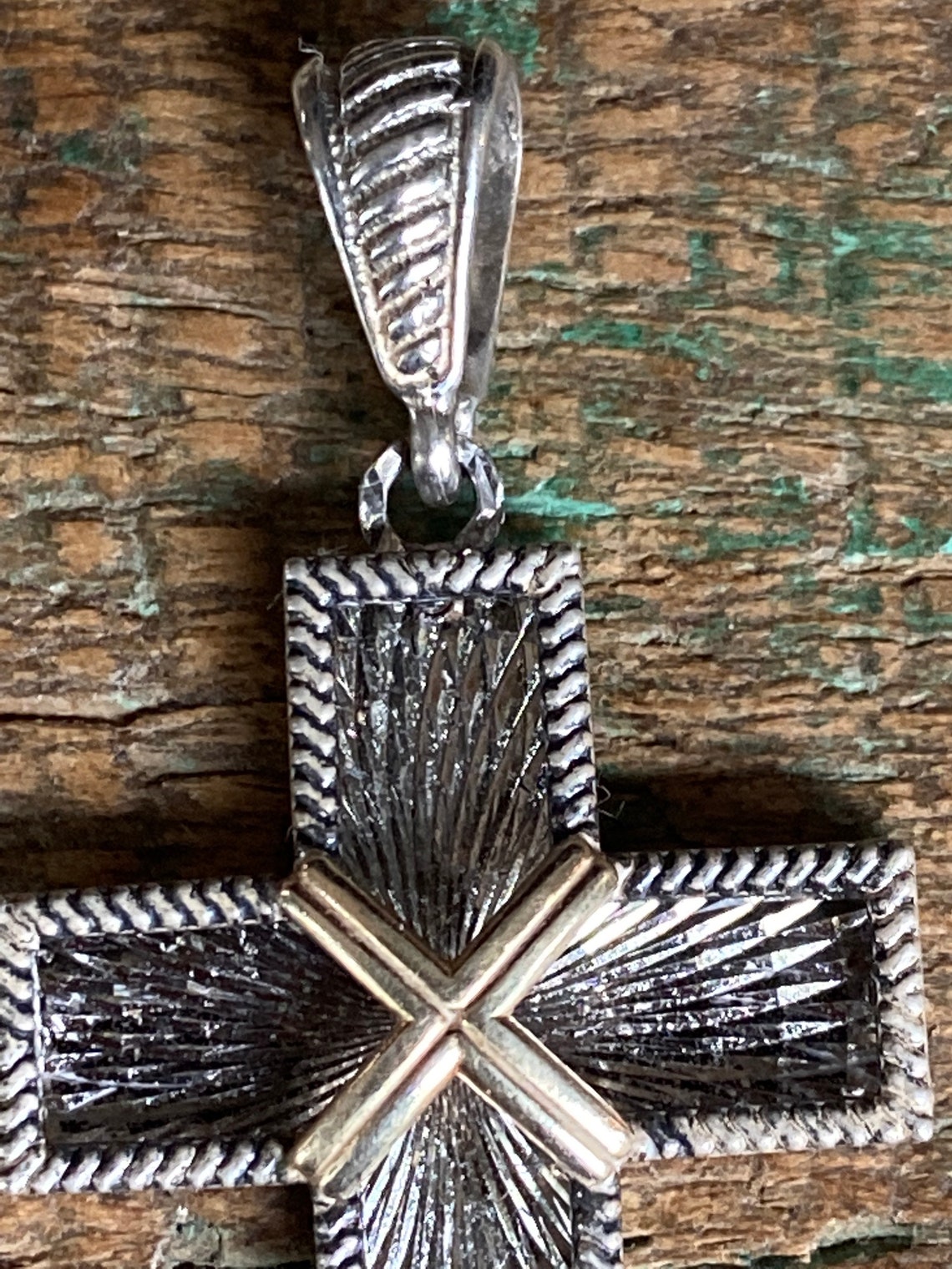 Beautiful 925 Shadow Box Cross With Diamond Cut Accents, Generous Bale ...