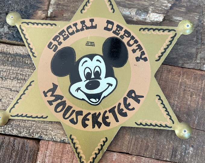 Rare Vintage 1950s Special Deputy Mouseketeer Tin Star Shaped Pin/badge ...