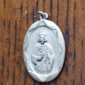 Vintage Sterling Religious Medal/pendant, Beautiful St. Jude Medal W ...