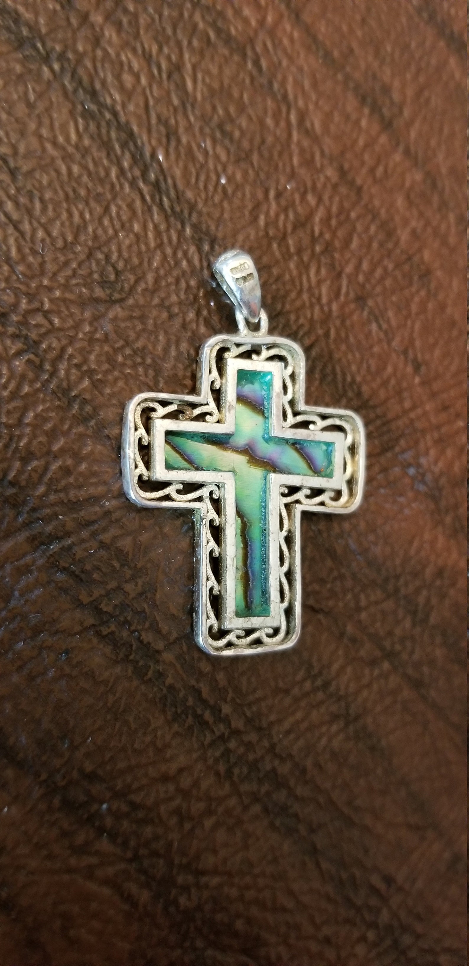 Vintage Thai Sterling Silver and Abalone Shell Cross Pendant, Filigree ...