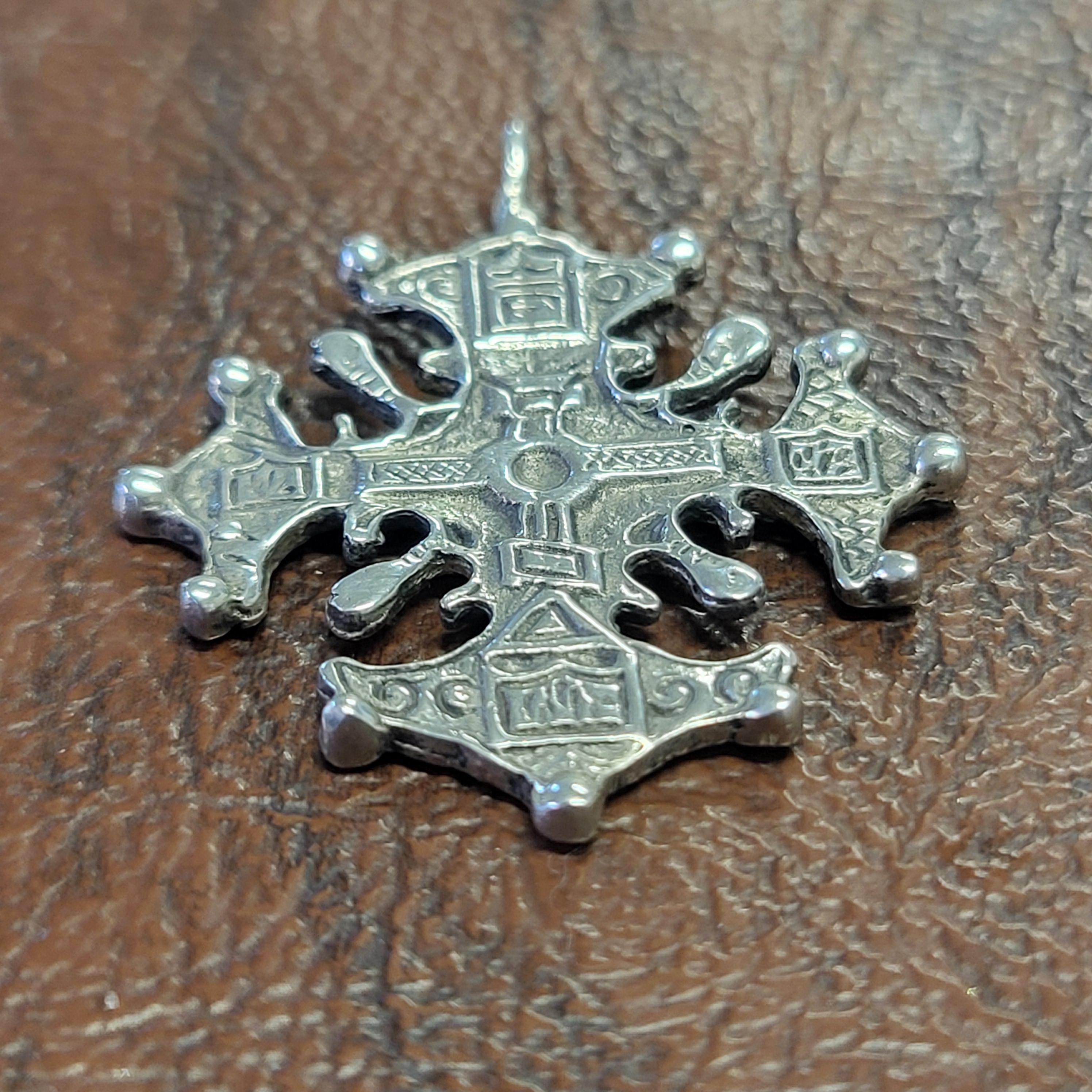 Vintage Sterling Silver Byzantine Cross Pendant, Coptic Style Cross ...