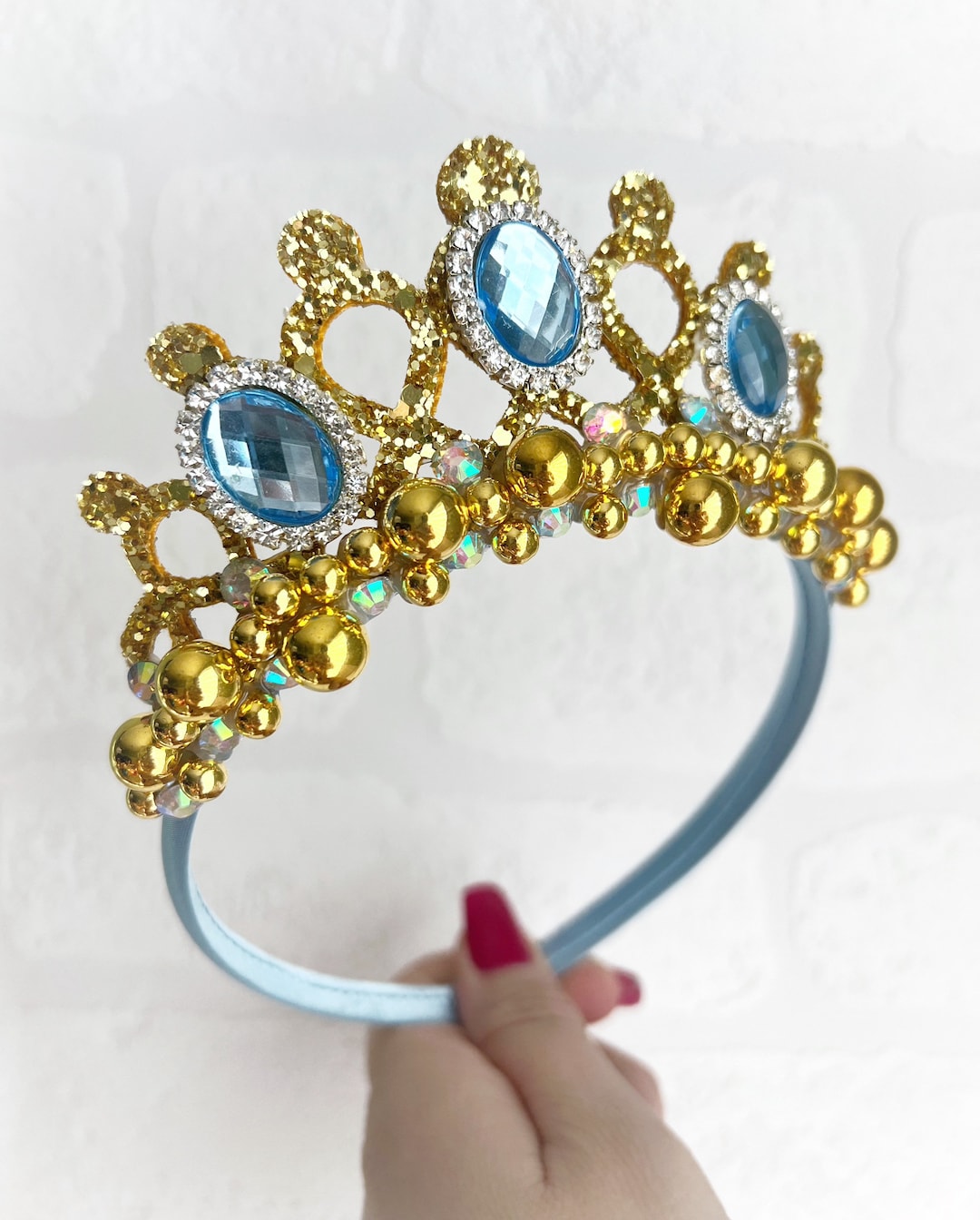 Gold Princess Tiara Crown: Pearl & Gem Birthday Headband - Etsy