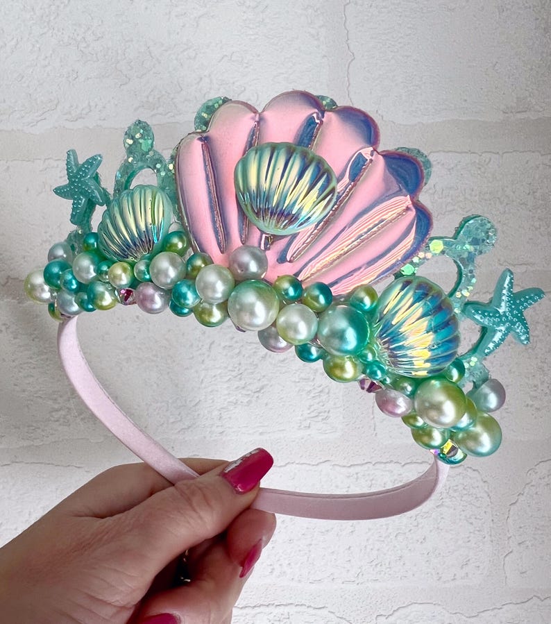 Mermaid Birthday Crown: Seashell Tiara Headband, Party Prop - Etsy