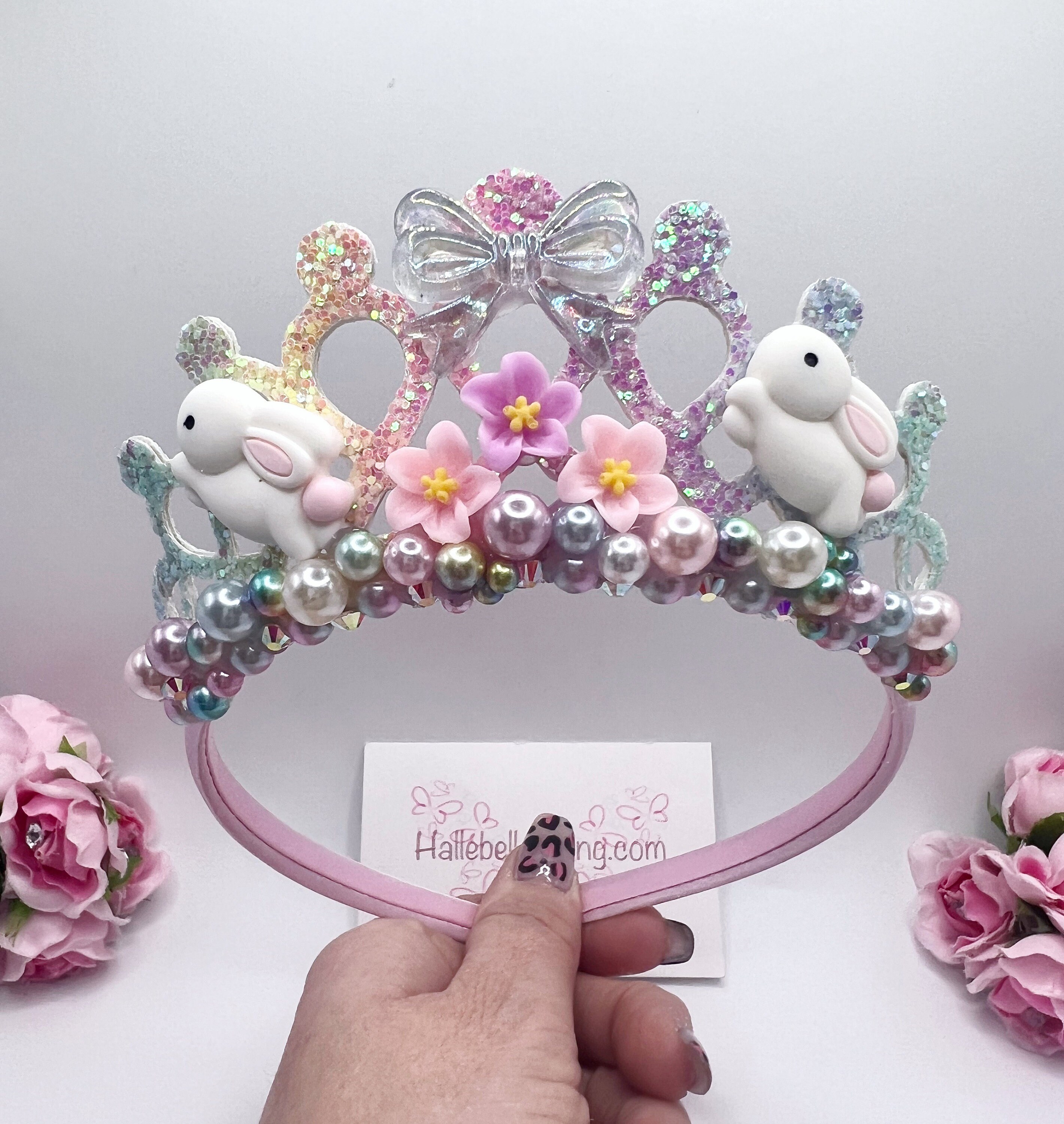 Rainbow Bunny Tiara: Easter Birthday Party Crown - Etsy