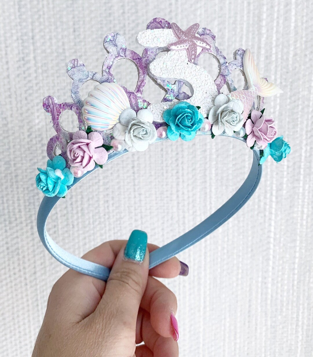 Mermaid Birthday Tiara: Lilac, Teal, and Blue Crown - Etsy