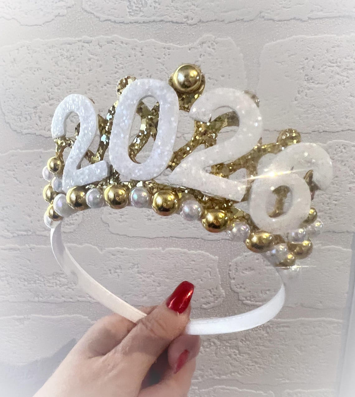 2026 Happy New Year Tiara Crown: Gold Glitter and Pearl Alice Band - Etsy